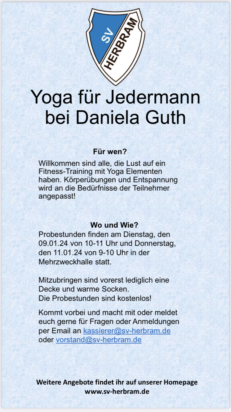 Yoga für Jedermann /Daniela Guth – SV-Herbram